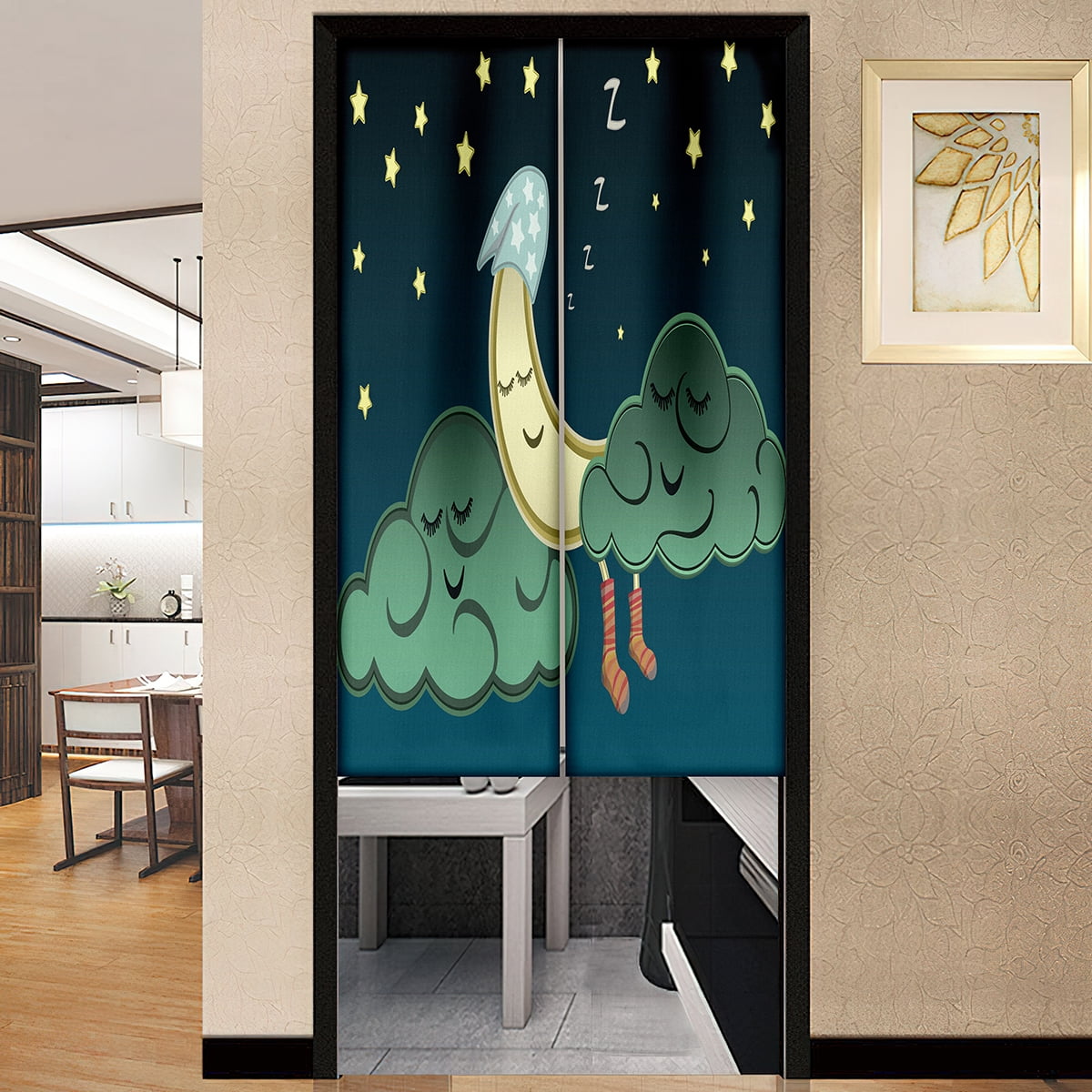 Cartoon Star Moon Clouds Door Curtain Children's Study Bedroom ...