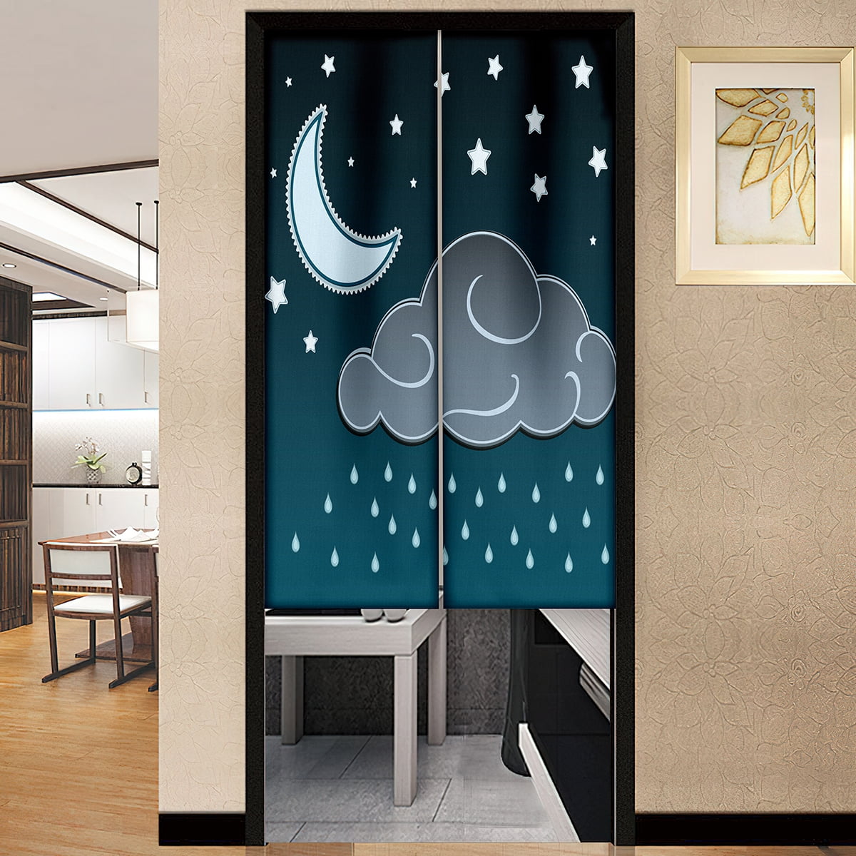 Cartoon Star Moon Clouds Door Curtain Children's Study Bedroom ...