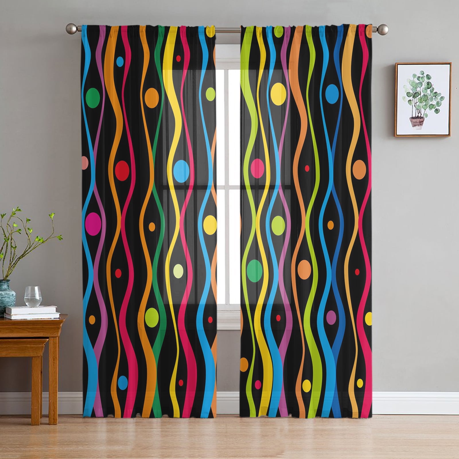 Cartoon Star Sheer Curtains Window Curtains for Living Room Bedroom ...