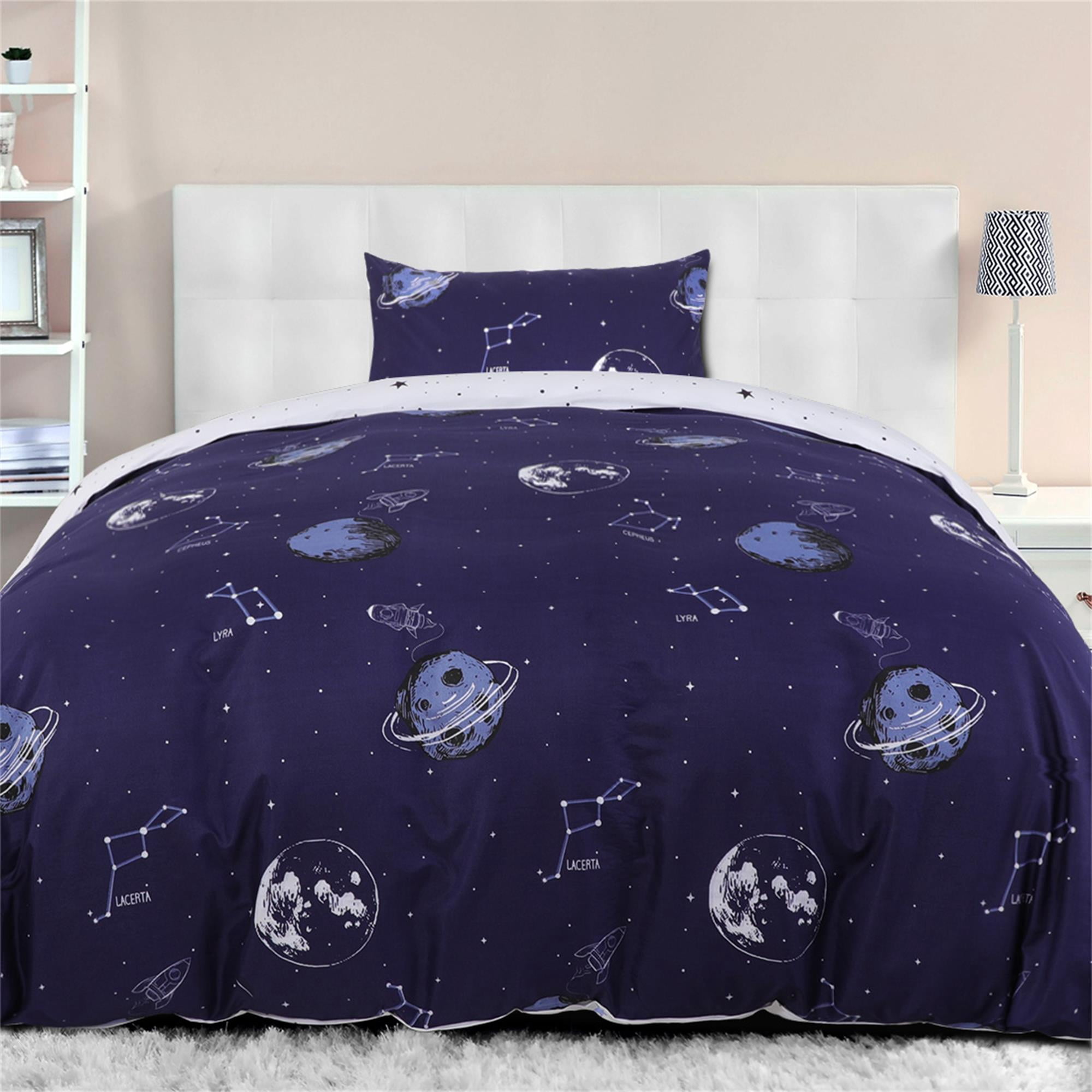 Cartoon Star Universe Planets Bedding Set (No Duvet), Planet Spaceship ...