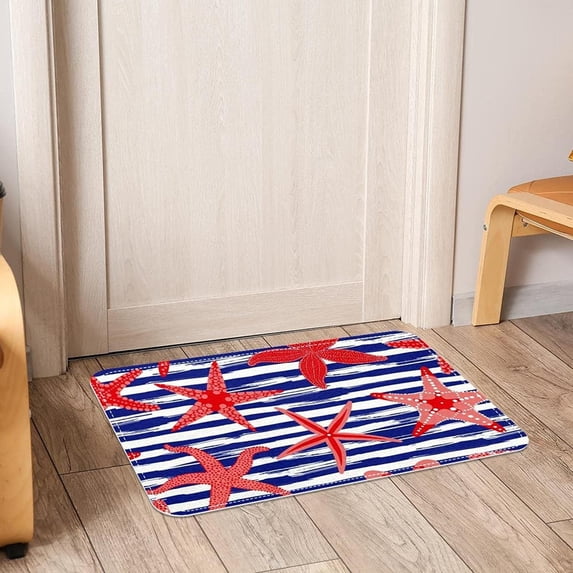 Cartoon Starfish Bath Rug Absorbent Non Slip Soft Washable Doormat for ...