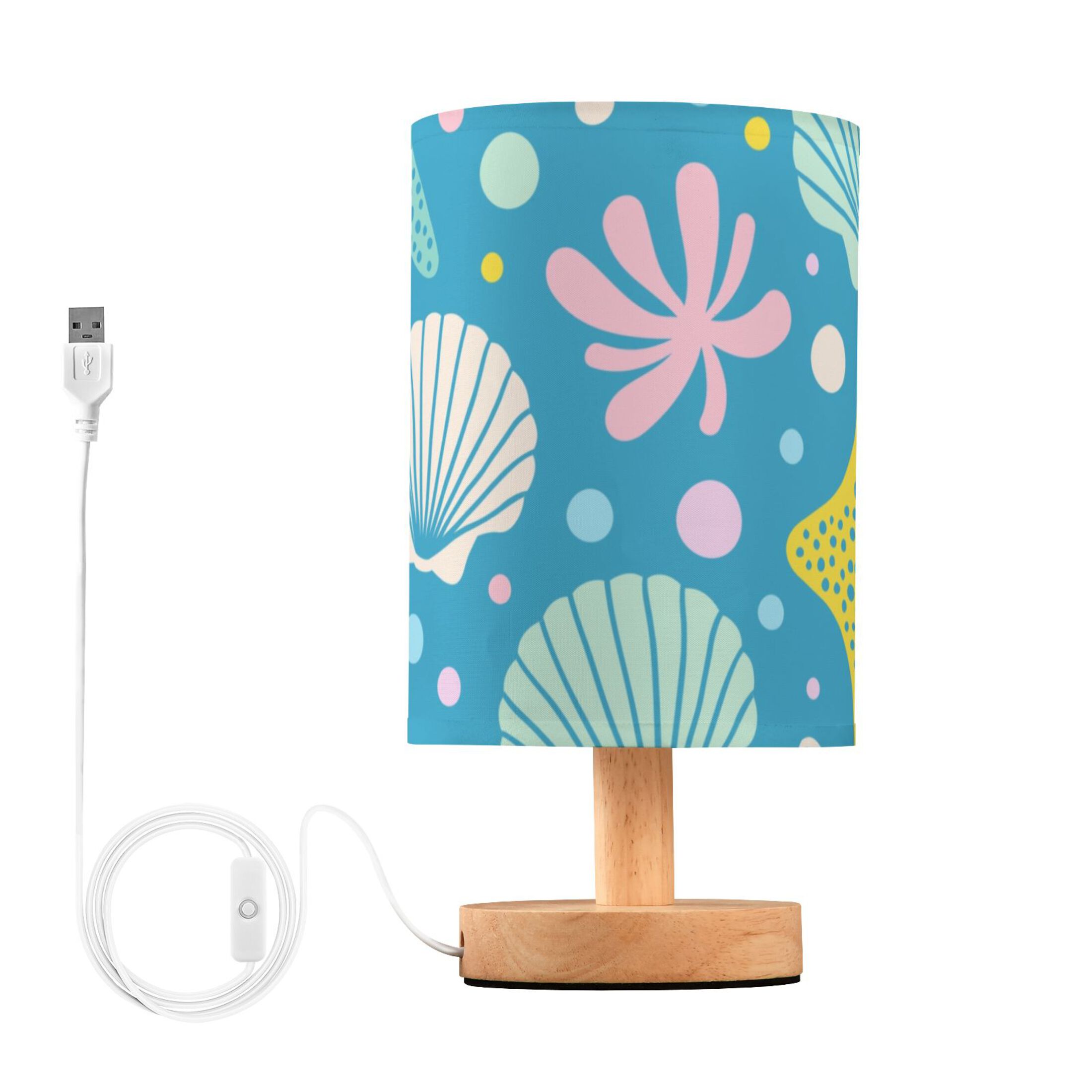Cartoon Starfish Shells Bedside Table Lamp LED Warm Lights with USB ...