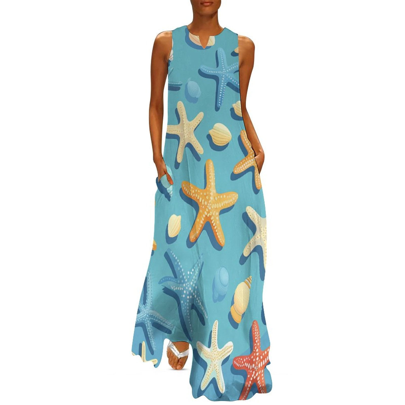 Cartoon Starfish Shells Long Dress Luxury Woman Evening Dress Long ...
