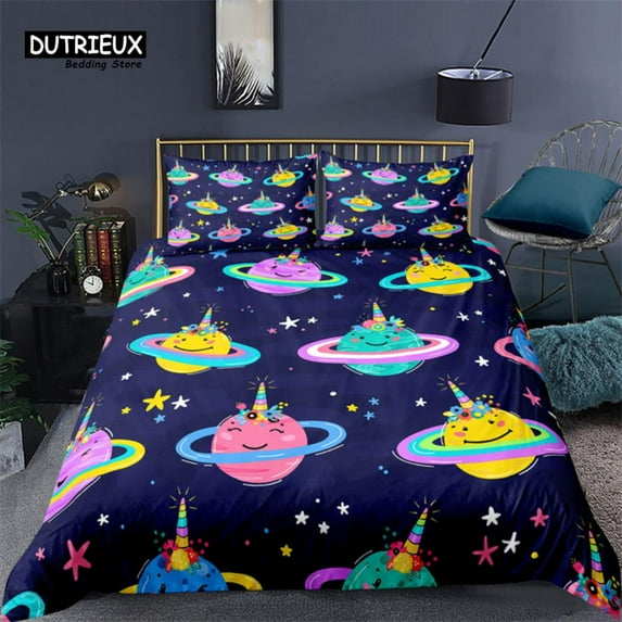 Cartoon Starry Sky Bedding Set Microfiber Romantic Universe 3D Print ...