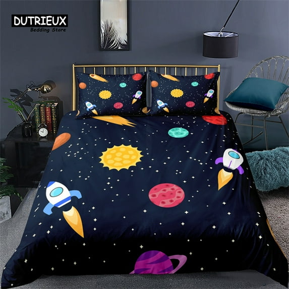 Cartoon Starry Sky Bedding Set Microfiber Romantic Universe 3D Print ...