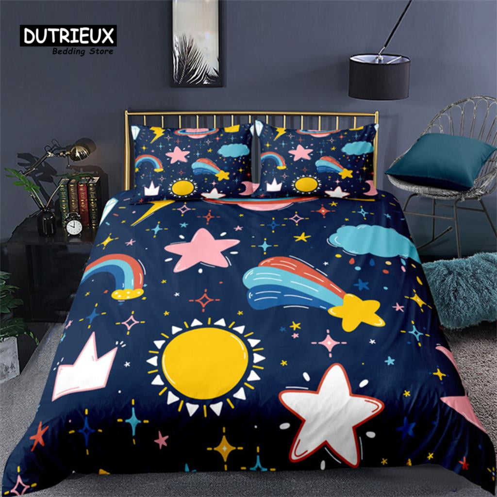 Cartoon Starry Sky Bedding Set Microfiber tic Universe 3D Print Duvet ...