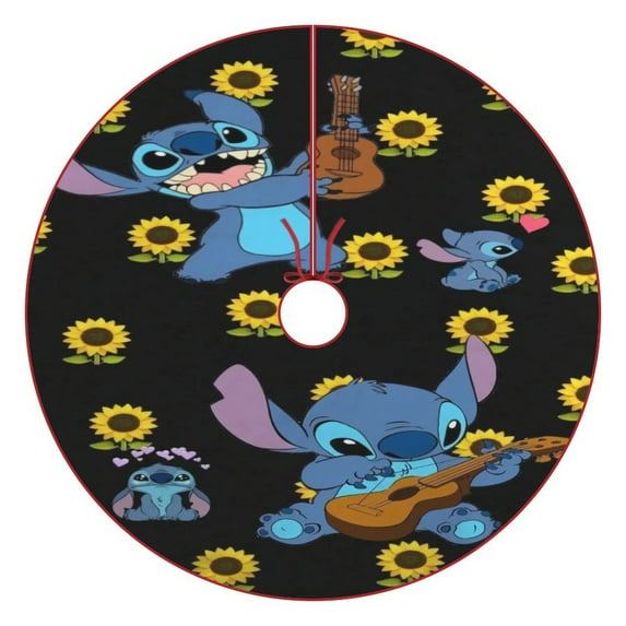 Cartoon_Stit'ch Christmas Tree Skirt 30"x30" Christmas Joy Party Decoration OrnamentIndoor ...