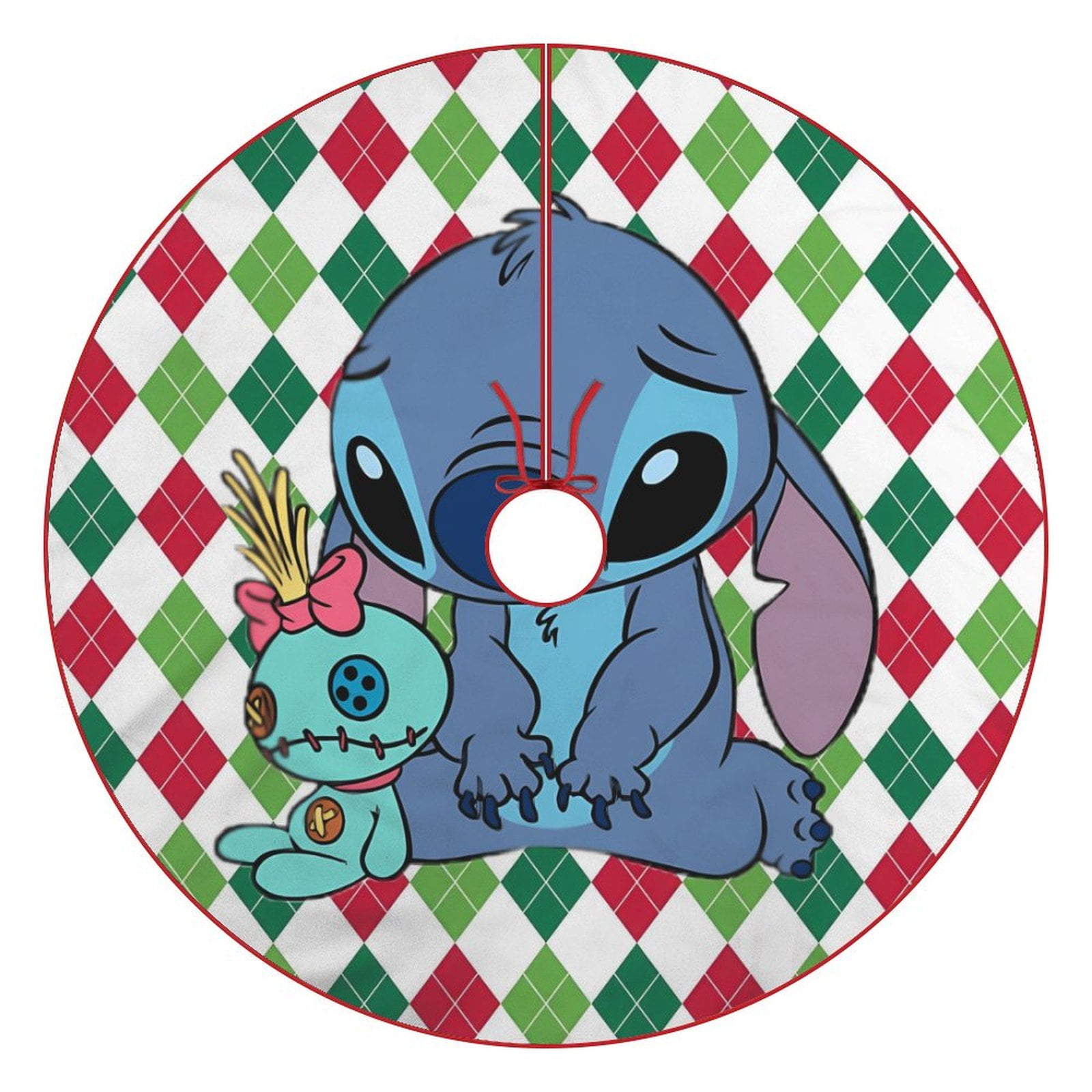 Cartoon_Sti/tch Christmas Tree Skirt 48"x48" Christmas Joy Party Decoration OrnamentIndoor ...