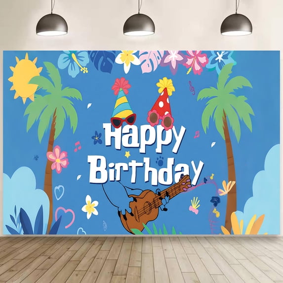 Cartoon Stich Birthday Decorations Stich Banner for Boy girls 5x3ft ...