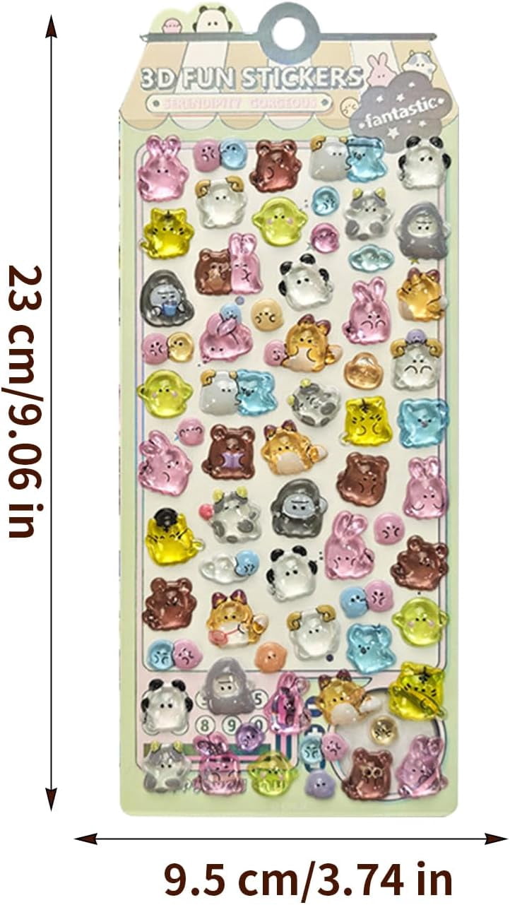 Cartoon Stickers - Cute Mini Raised 3D Relief Decal for Fun Decoration ...