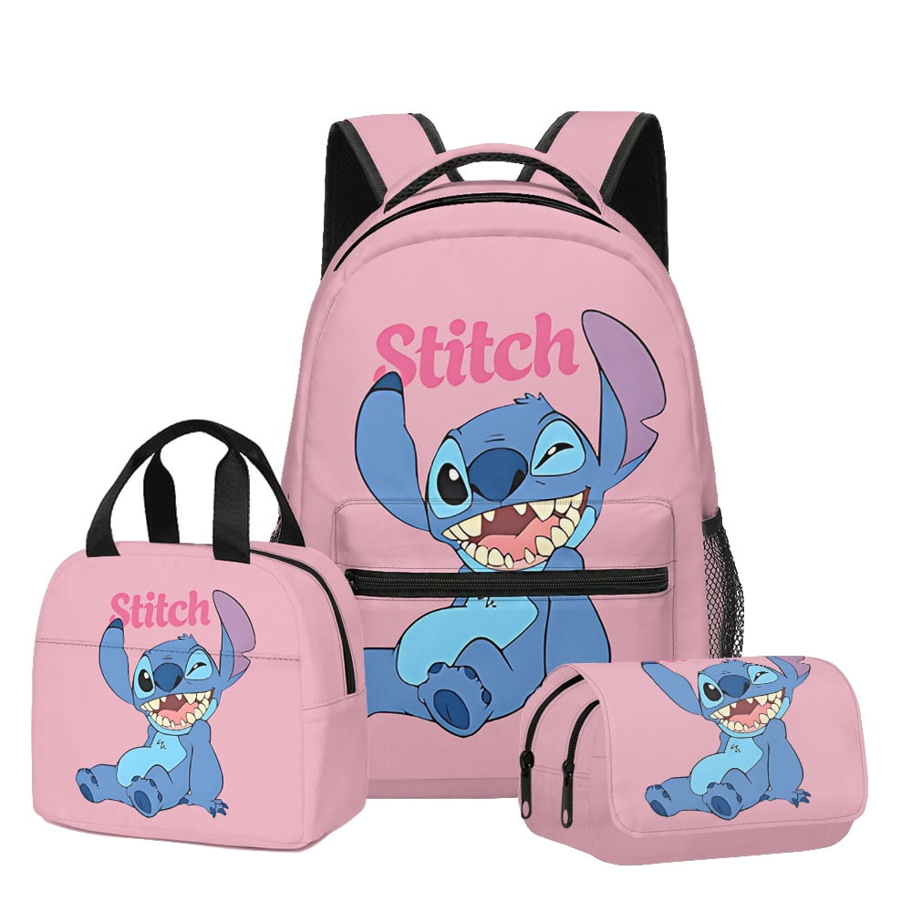 Cartoon Stitch 3-Piece Backpack Set - Lightweight Bookbag with ...