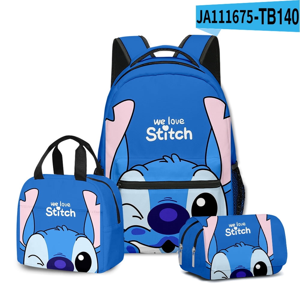 Cartoon Stitch 3-Piece Backpack Set - Lightweight Bookbag with ...