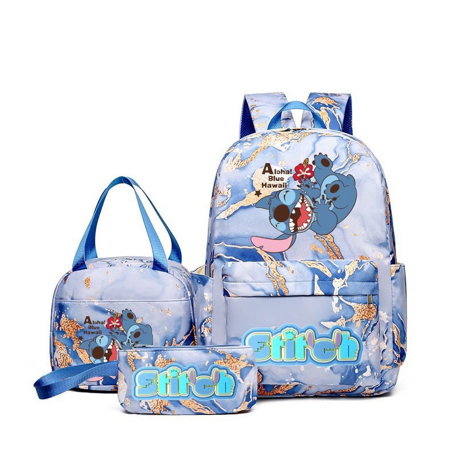 Cartoon Stitch 3-Piece Backpack Set - Lightweight Double Shoulder ...