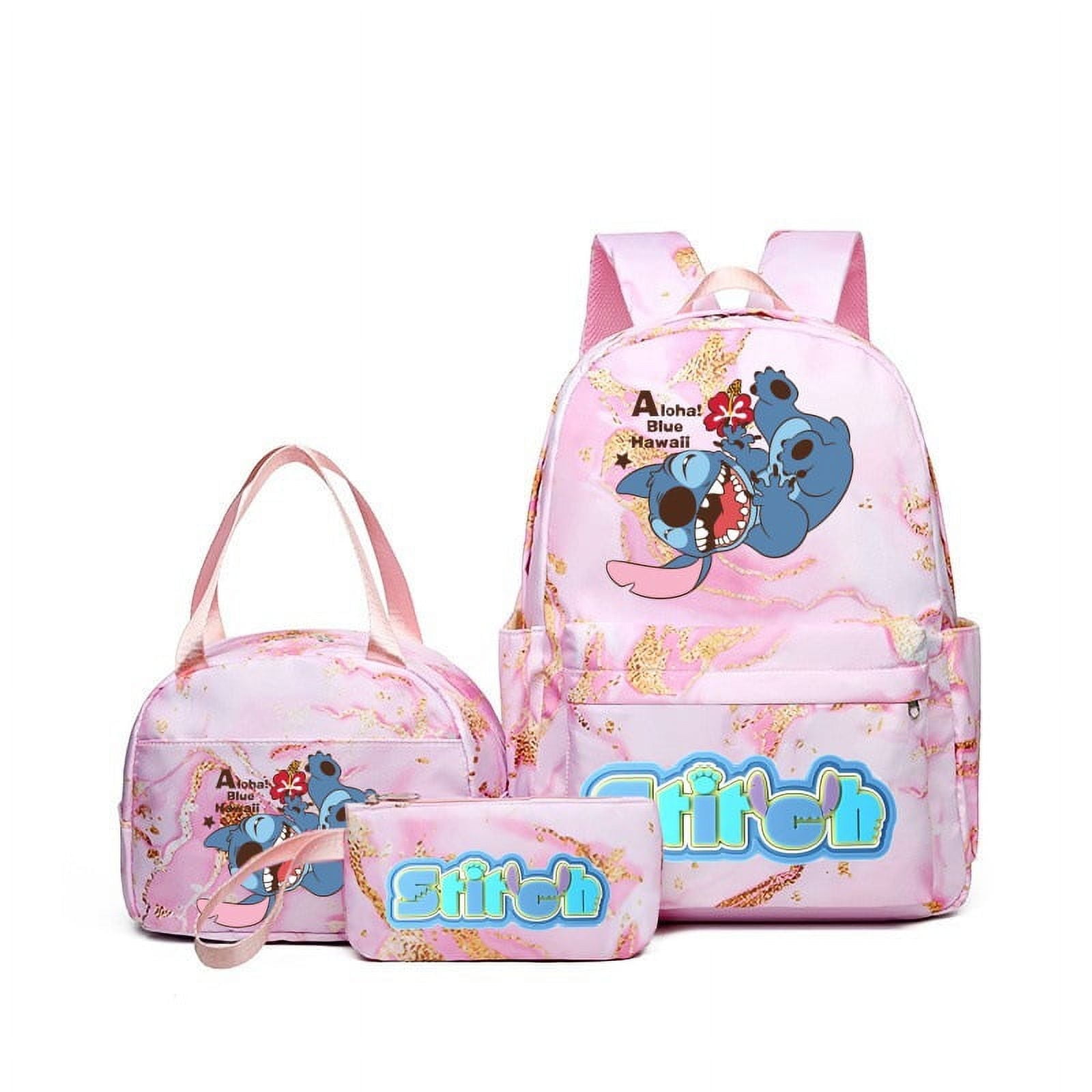 Cartoon Stitch 3-Piece Backpack Set - Lightweight Double Shoulder ...