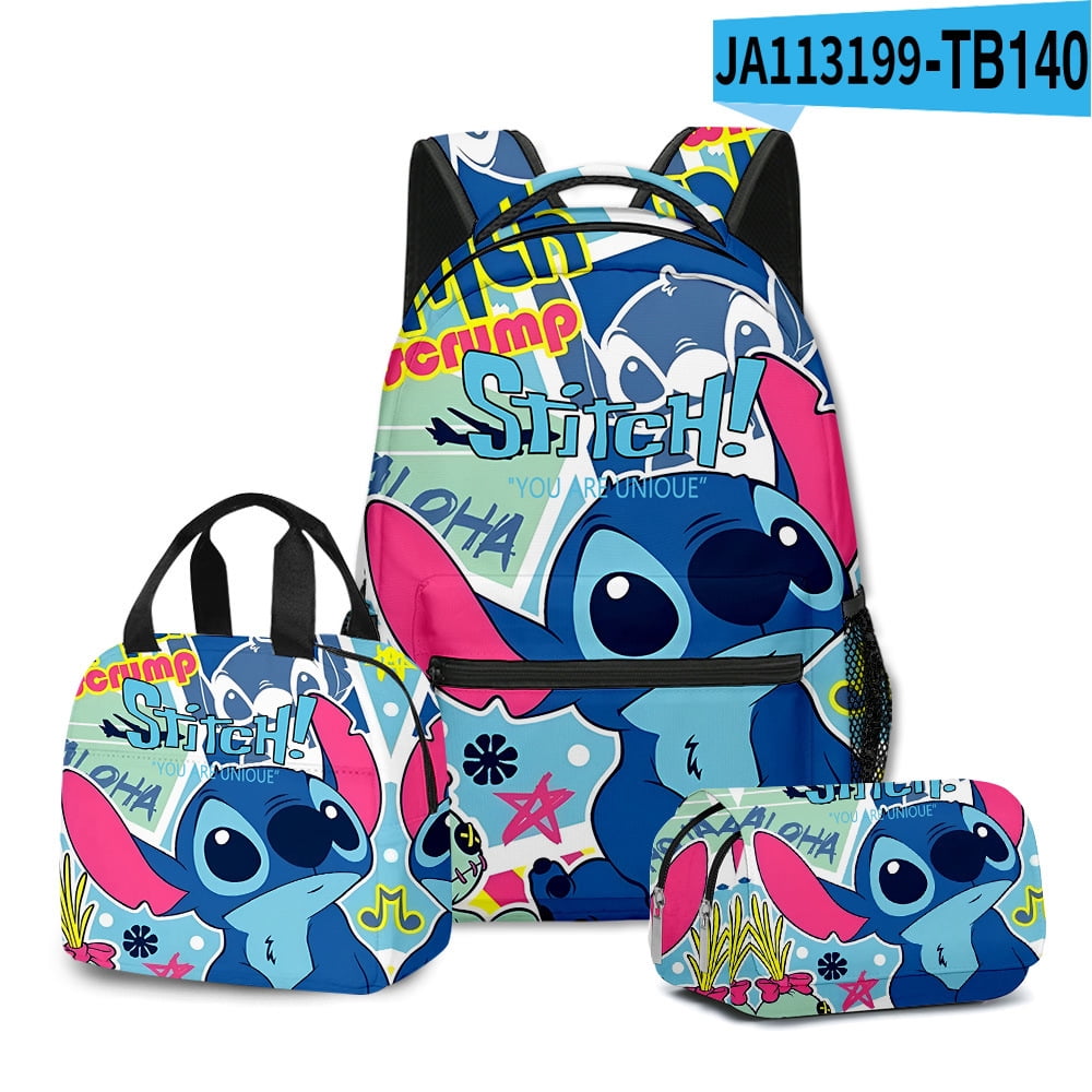Cartoon Stitch 3-Piece Backpack Set - Lightweight Shoulder Backpack ...