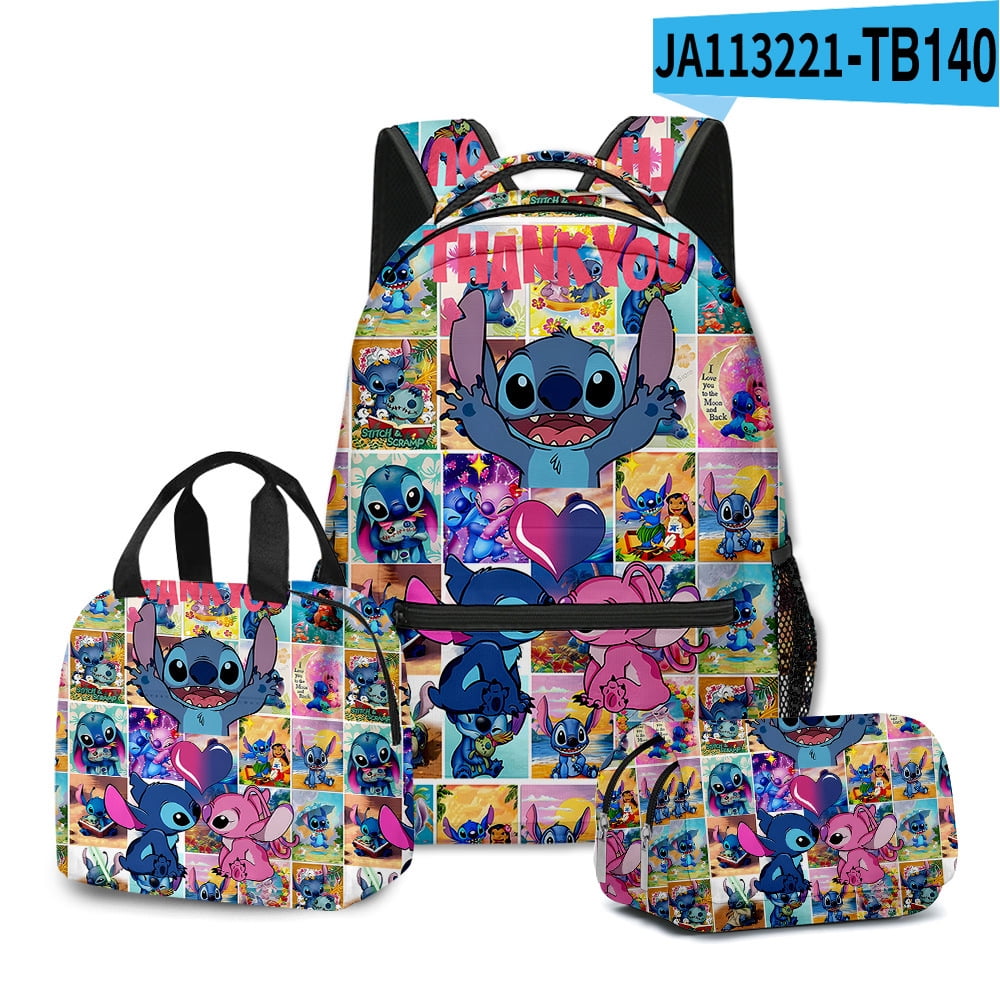 Cartoon Stitch 3-Piece Backpack Set - Lightweight Shoulder Backpack ...