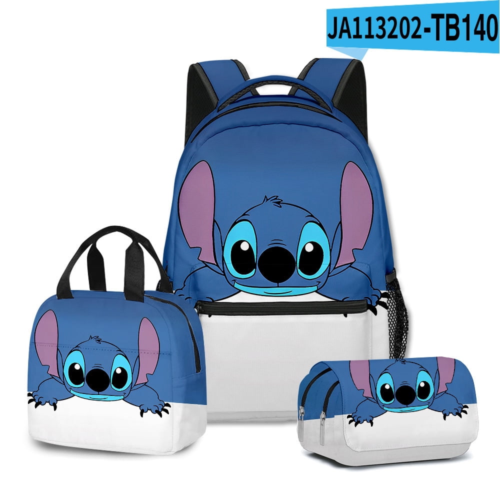 Cartoon Stitch 3-Piece Backpack Set - Unisex Lightweight Shoulder ...