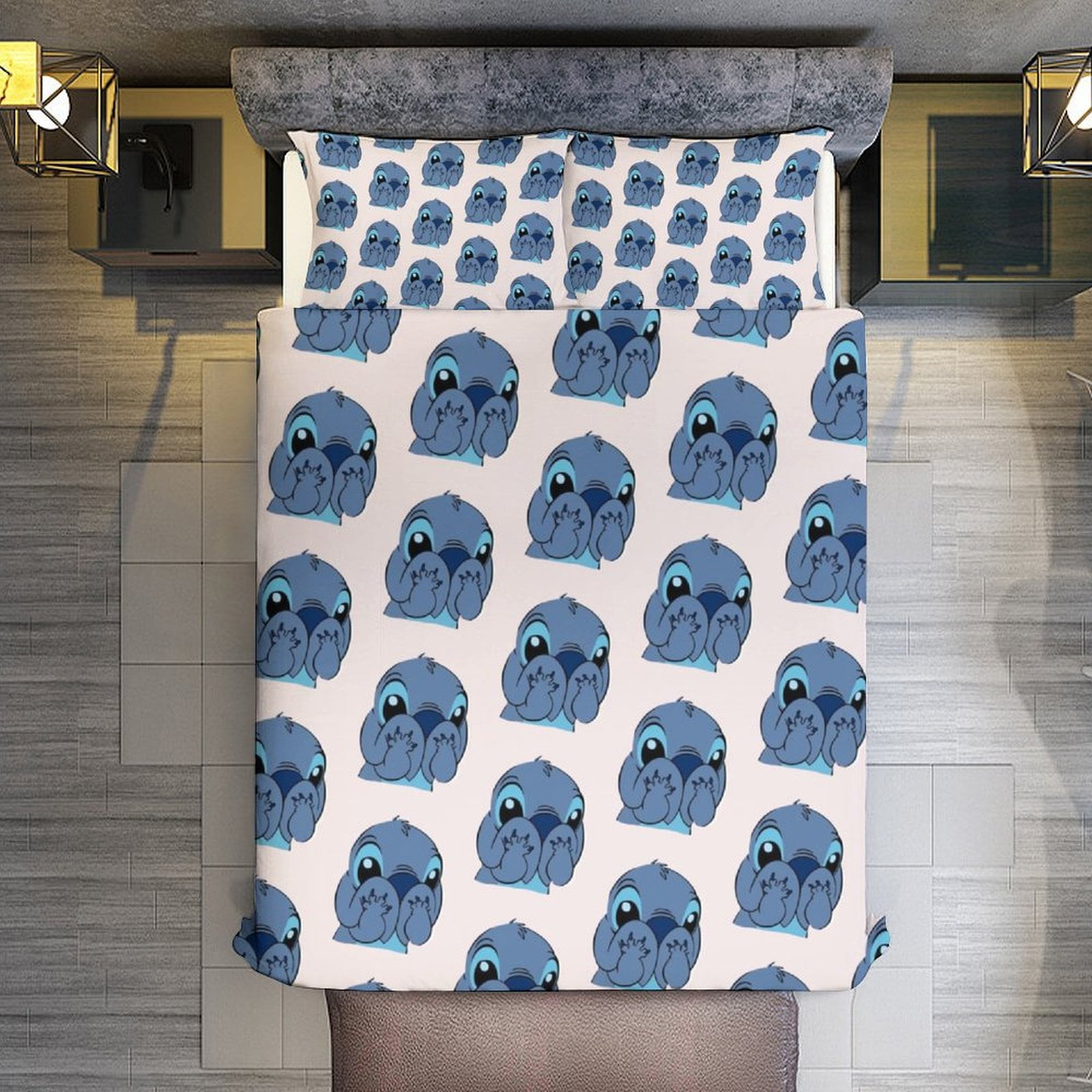 Cartoon Stitch 3 Pieces Duvet Cover Set Full Size Super Soft Fade ...