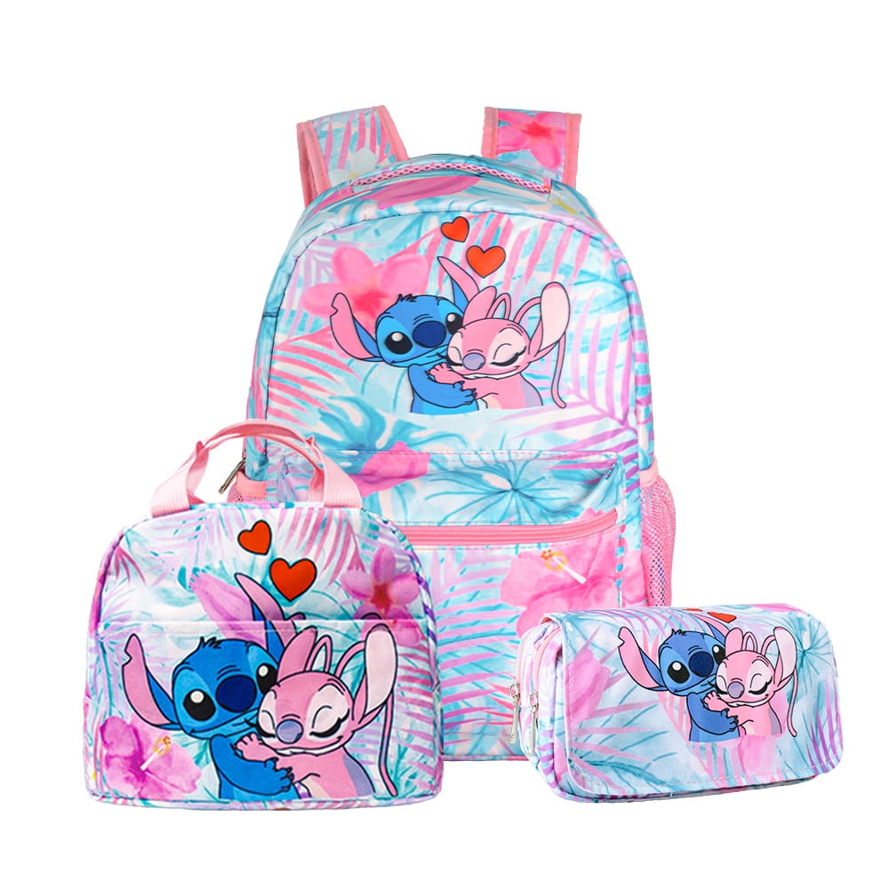 Cartoon Stitch Backpack — Cartoon Backpack, Lunch Bag, Pencil Case, 3 ...