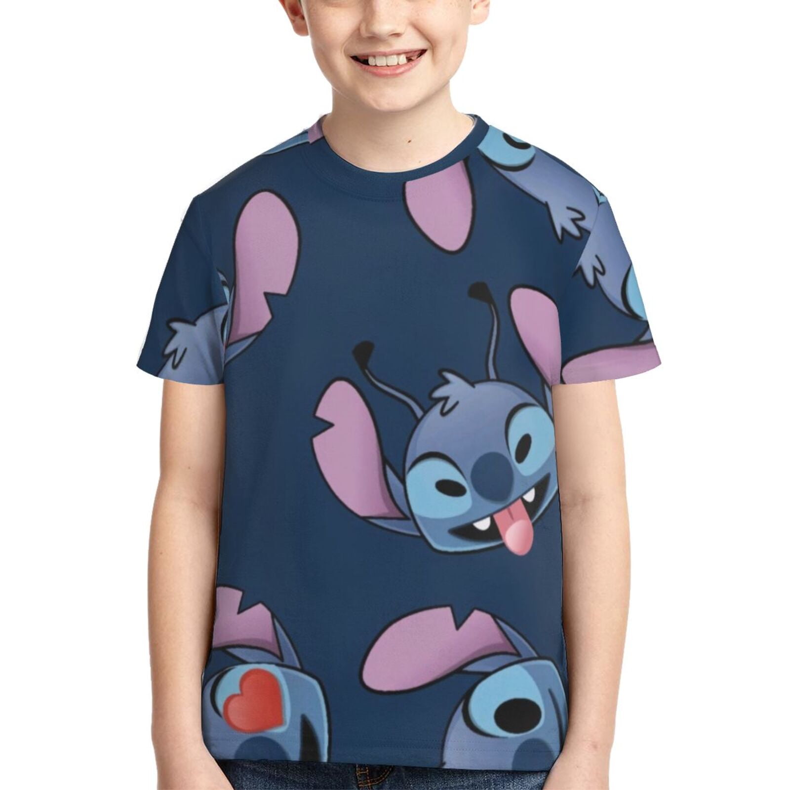 Cartoon Stitch Boys' Short Sleeve,Crew Neck T-Shirt,Soft,Comfortable ...