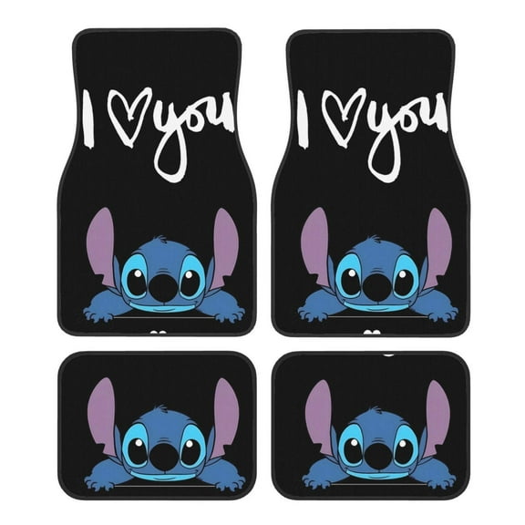 Cartoon Stitch Car Carpet Floor Mat Set of 4 Waterproof Anti-Slip ...