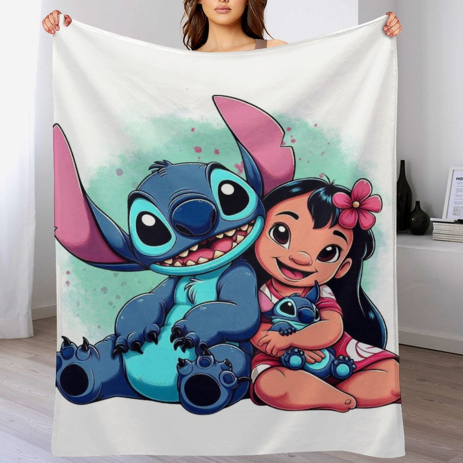 Cartoon Stitch Soft Anti-Pill Flannel Anime Blanket Kid's Throw Blanket ...