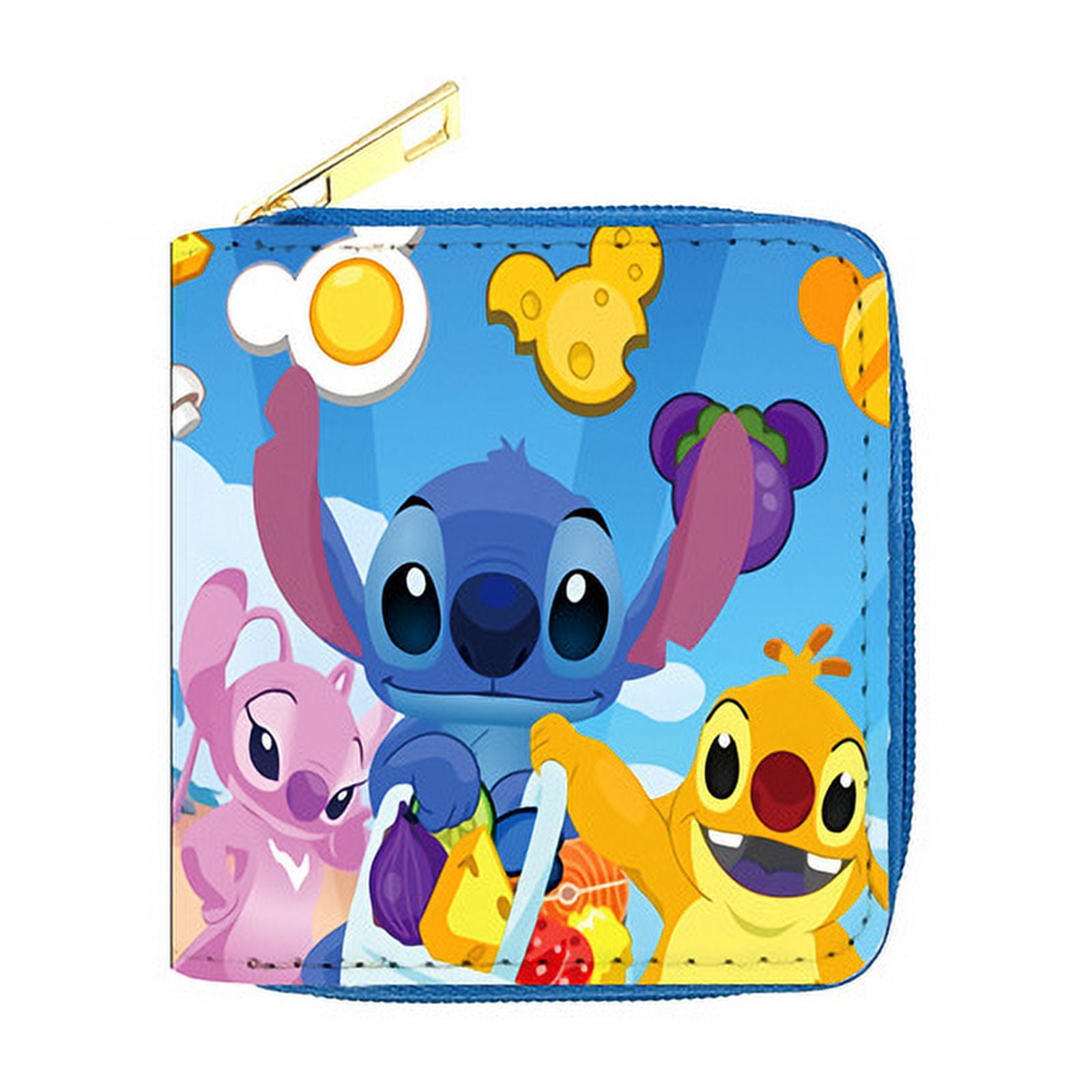Cartoon Stitch pu wallet student lady short zipper bag change bag ID ...