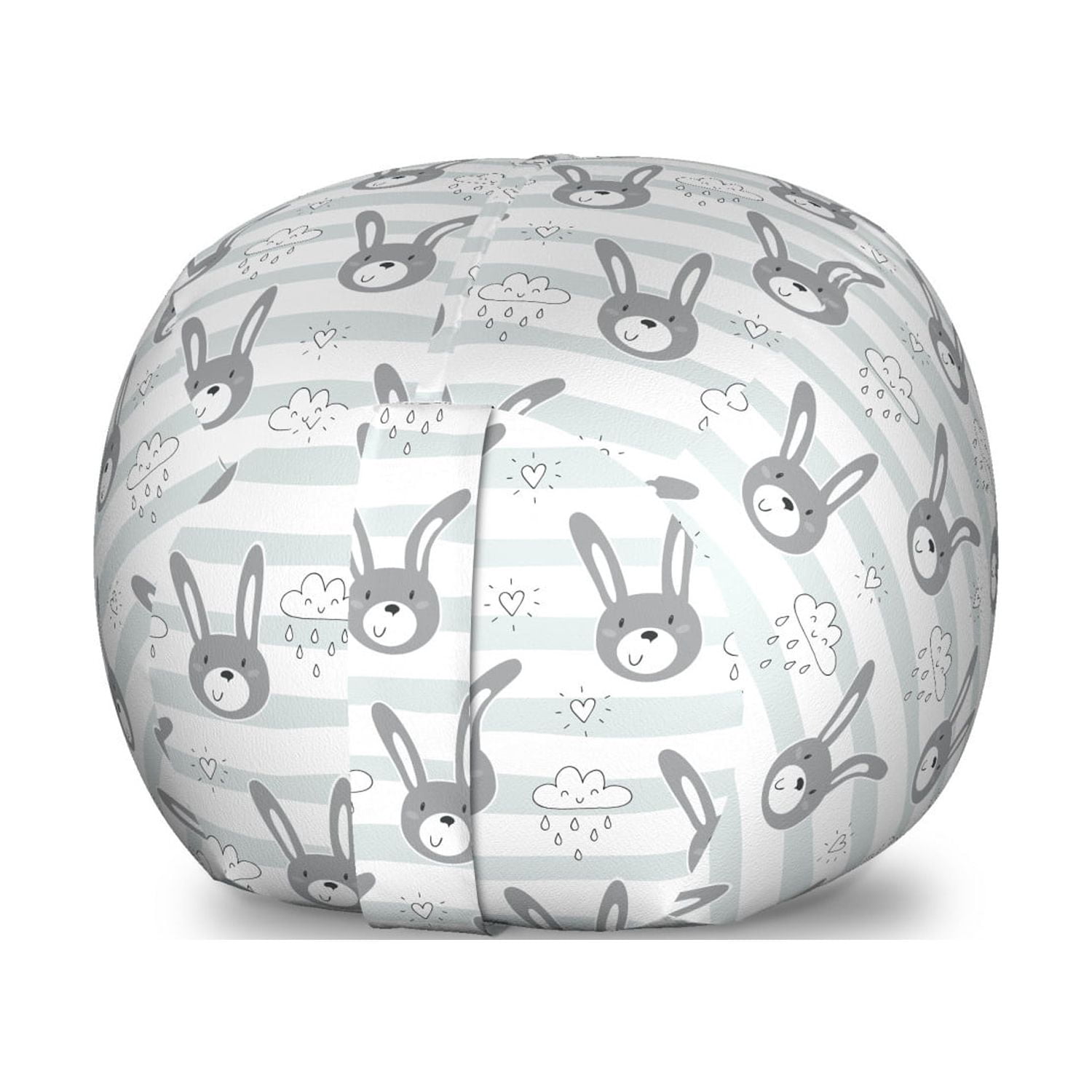 Cartoon Storage Toy Bag Chair, Bunnies with Lopsided Ears and Happy ...