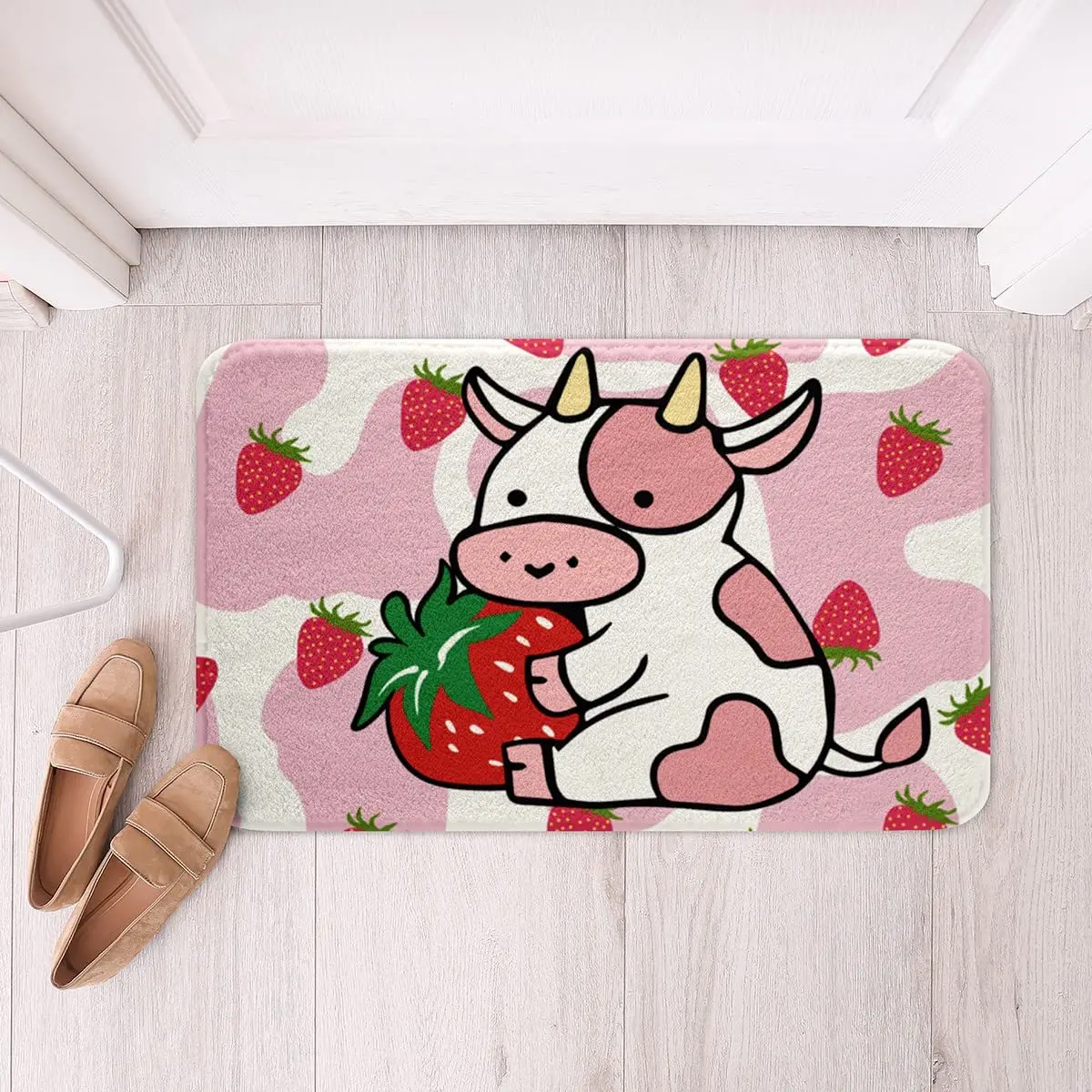 Cartoon Strawberry Milk Cow Large Rugs Home Living Rooms Bedroom r ...