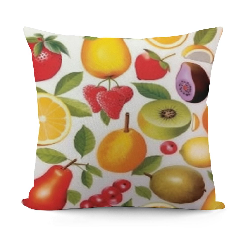 Cartoon Strawberry Peach Orange Fruit Throw Pillow Covers Kawaii Grape ...