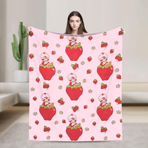 Cartoon Strawberry Playhouse Plush Travel Throw Blanket - Cute ...