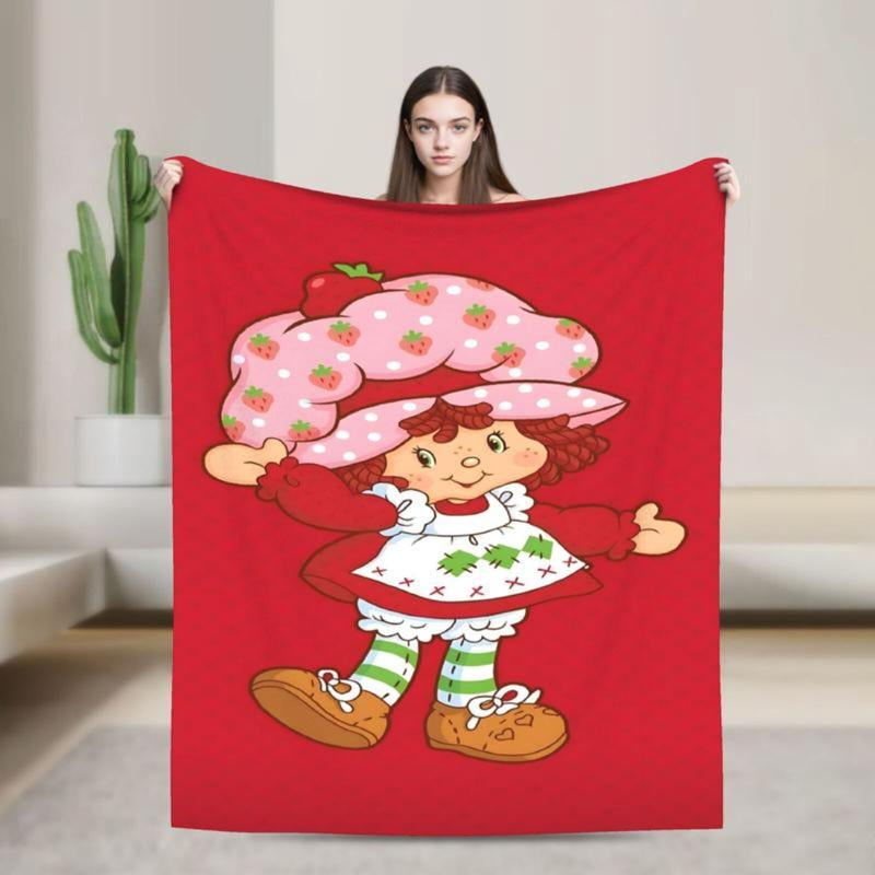 Cartoon Strawberry Playhouse Plush Travel Throw Blanket - Cute ...