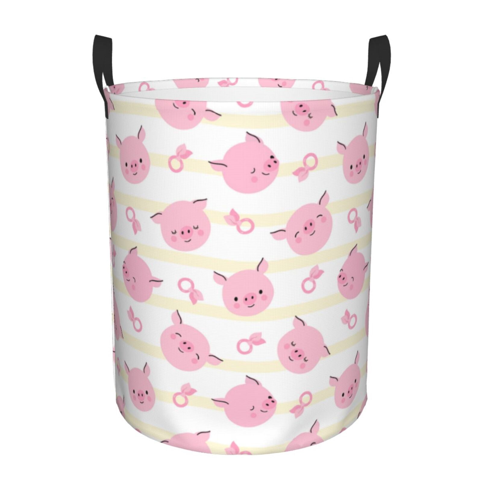 Cartoon Striped Pink Pig Cute Laundry Basket, Laundry Hamper Waterproof ...