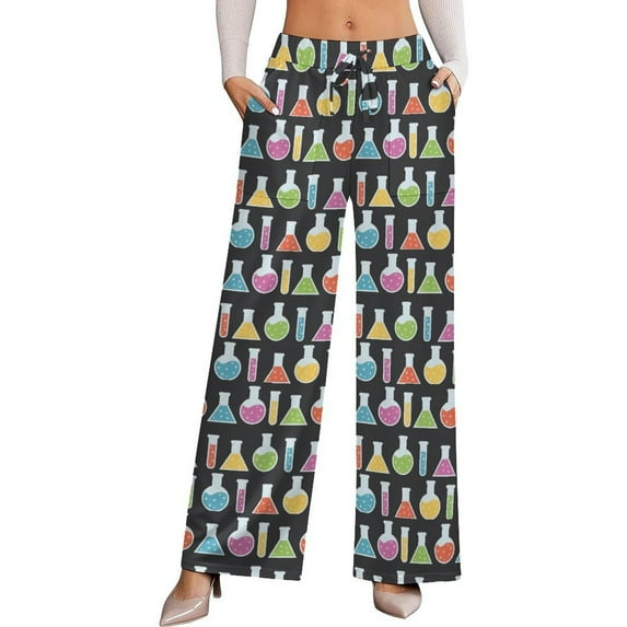 Cartoon Student Are Studying Chemistry Women's Casual Wide Leg Pants ...