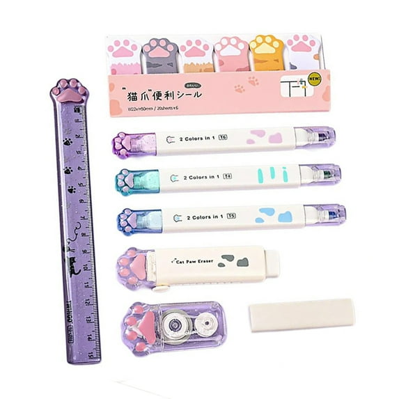 Cartoon Student Stationery Set Pencil Case Ruler Highlighter ...