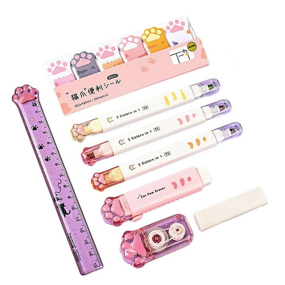 Cartoon Student Stationery Set Pencil Case Ruler Highlighter ...