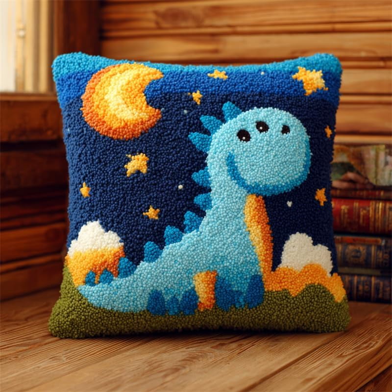 Cartoon Style Animals DIY Latch Hook Pillow Kit,A Little Dinosaur ...
