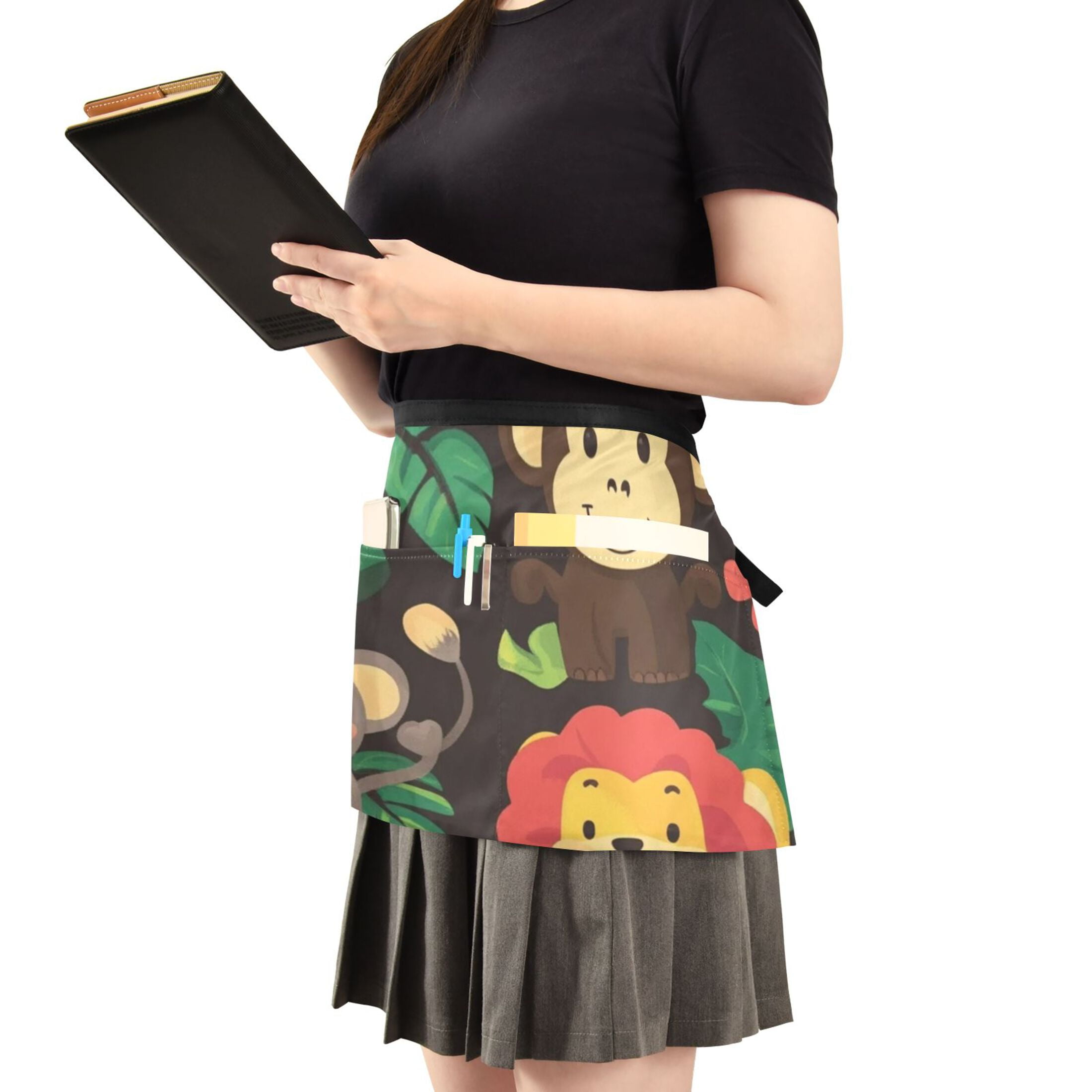 Cartoon Style Animals Server Apron with 3 Pockets Waist Apron for ...