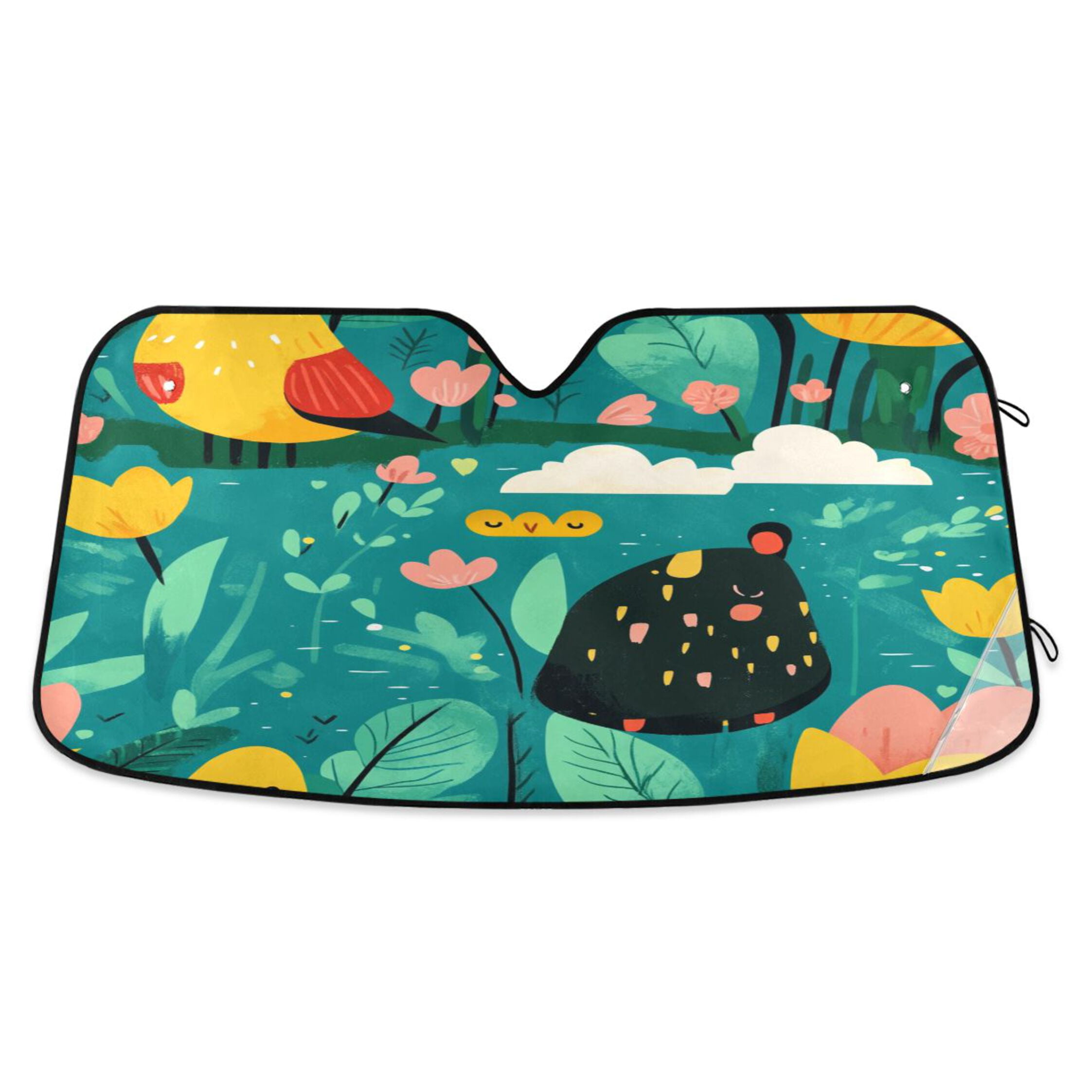 Cartoon Style Art Animal Car Sunshade 53x23.5in Windshield Sunscreen 4 ...