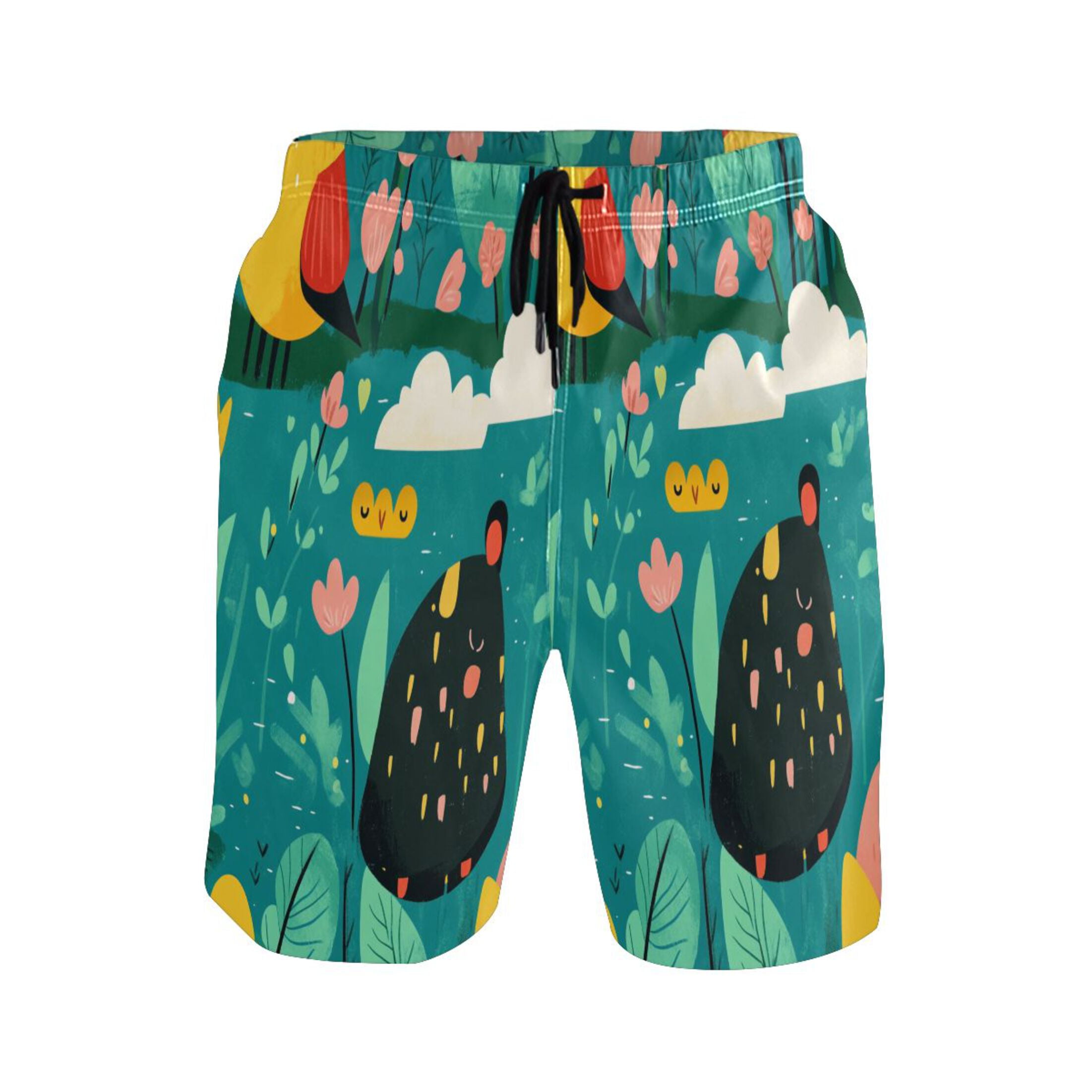 Cartoon Style Art Animal X-Large Size Men's Lightweight Beach Shorts ...
