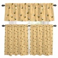 Cartoon Style Bees Kitchen Curtains Set for Windows, Yellow Honeycomb ...
