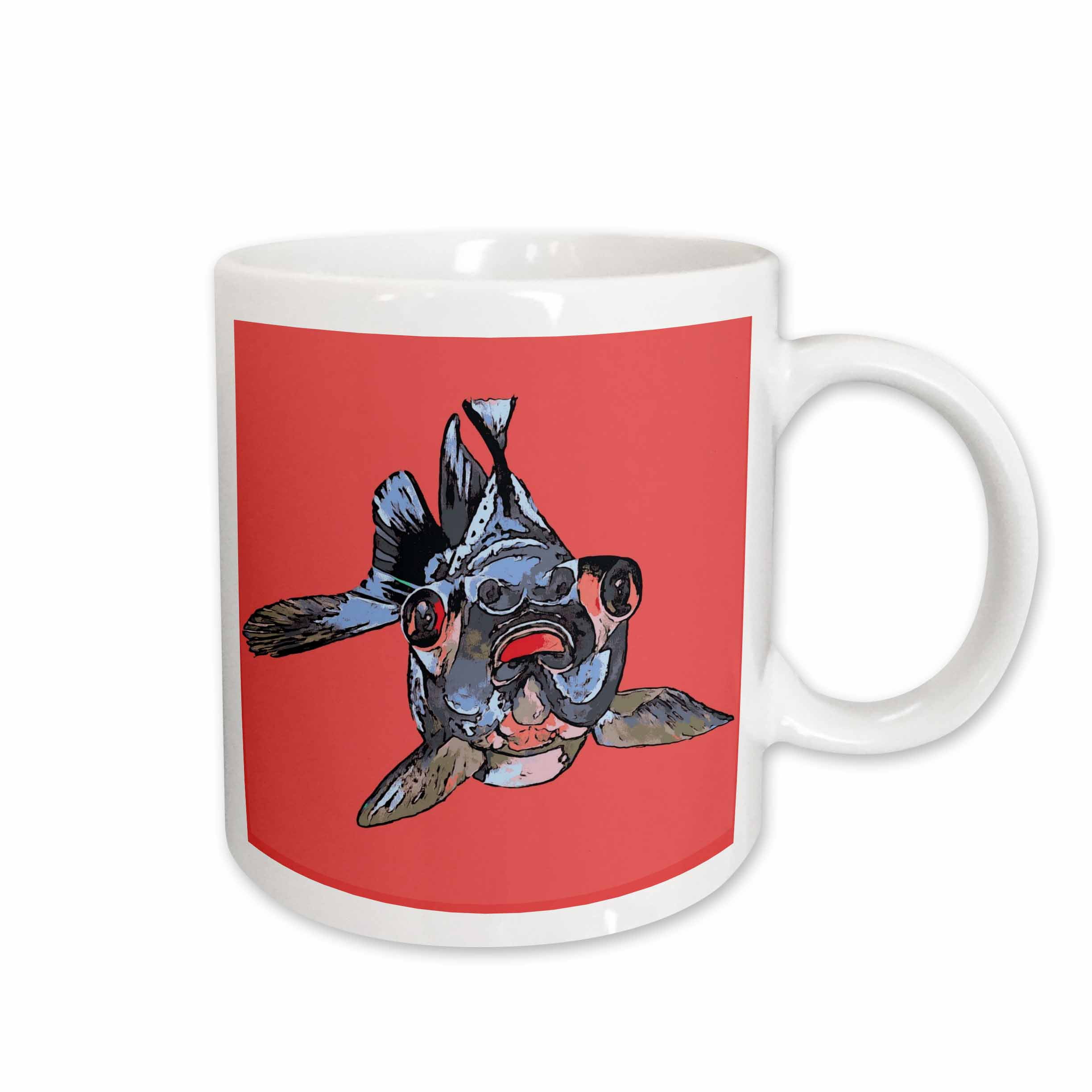 3drose, Cartoon Style Blackmoor Goldfish with Gaping Mouth, 15oz Mug ...