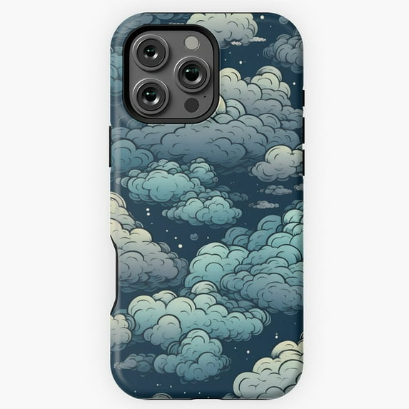 Cartoon Style Blue Clouds Sky Art Design iPhone Case 11 12 13 14 15 16 ...