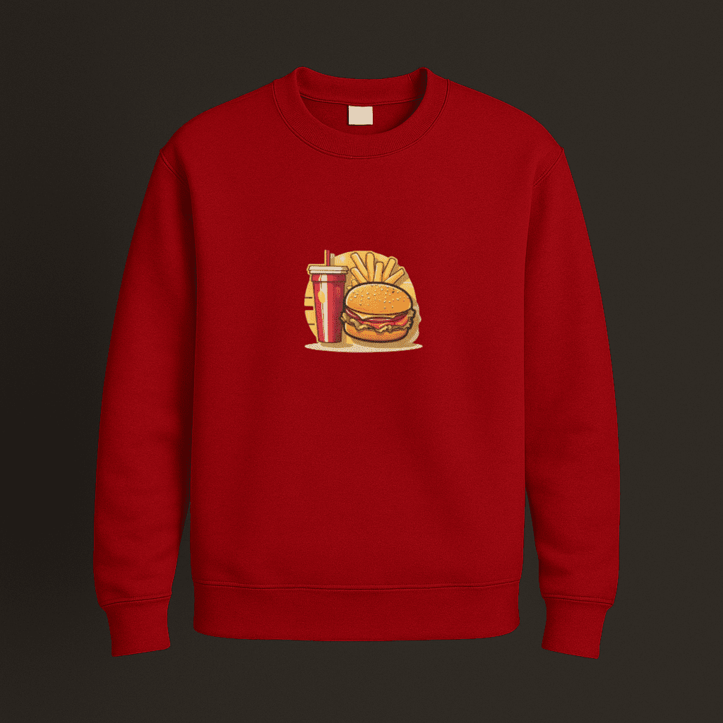 Cartoon Style Cheeseburger Combo Food Lover Fun Graphic Print ...