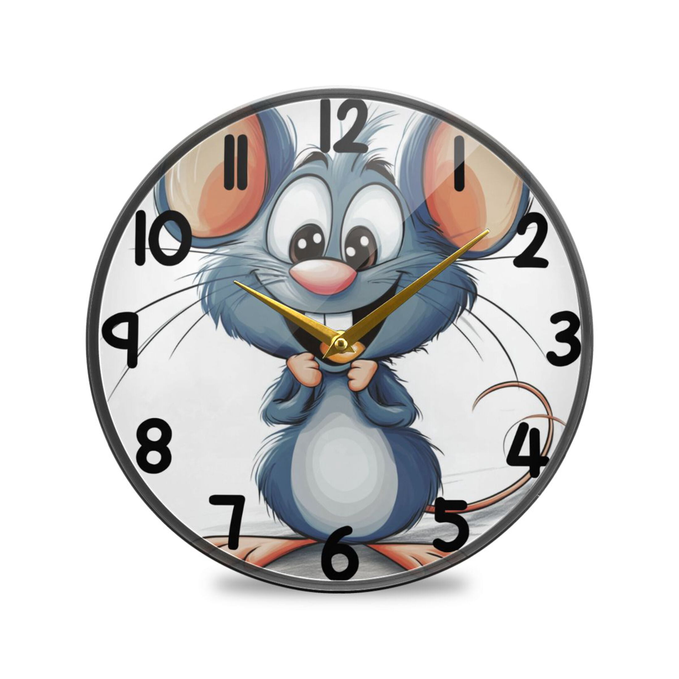 Cartoon Style Cute Mouse Light Green Pink Lines Round Acrylic Wall ...