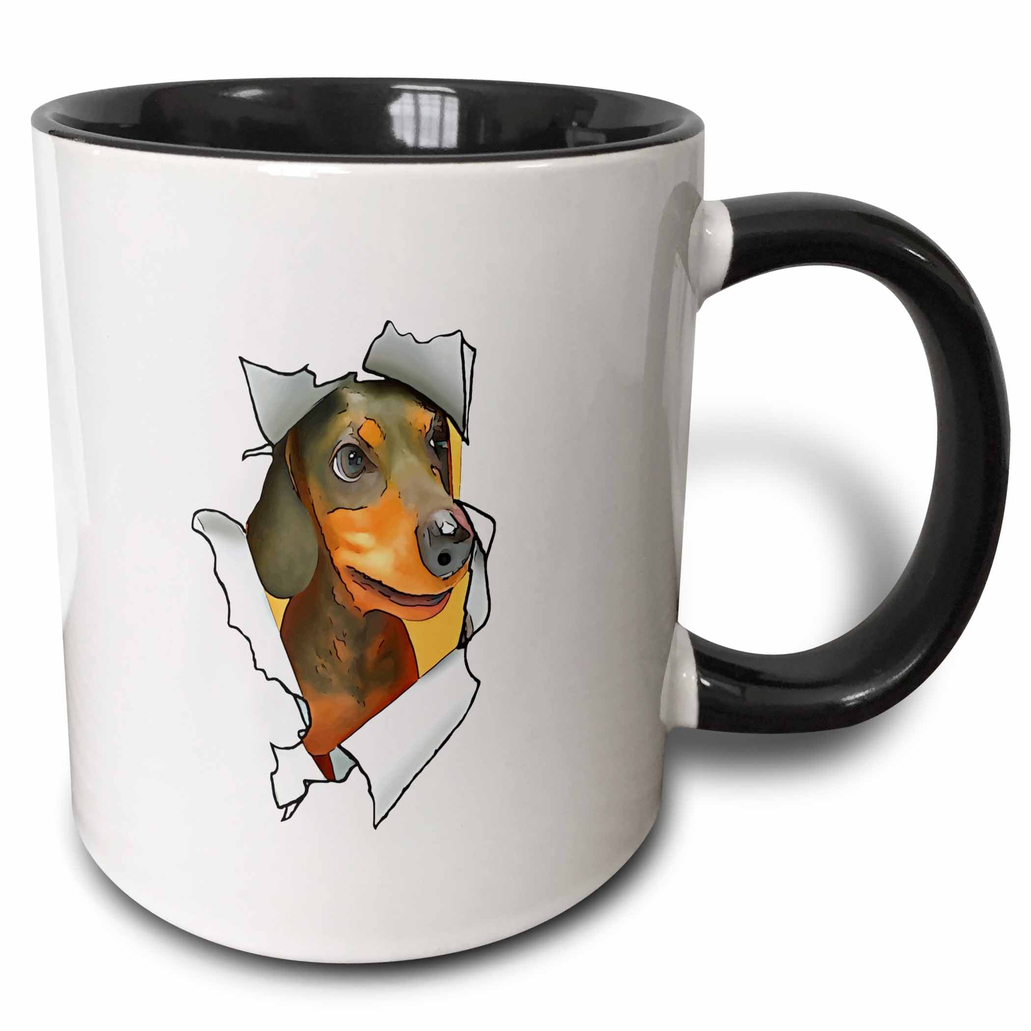 3drose, Cartoon Style Dachschund Poking Its Head Through Ripped Paper ...
