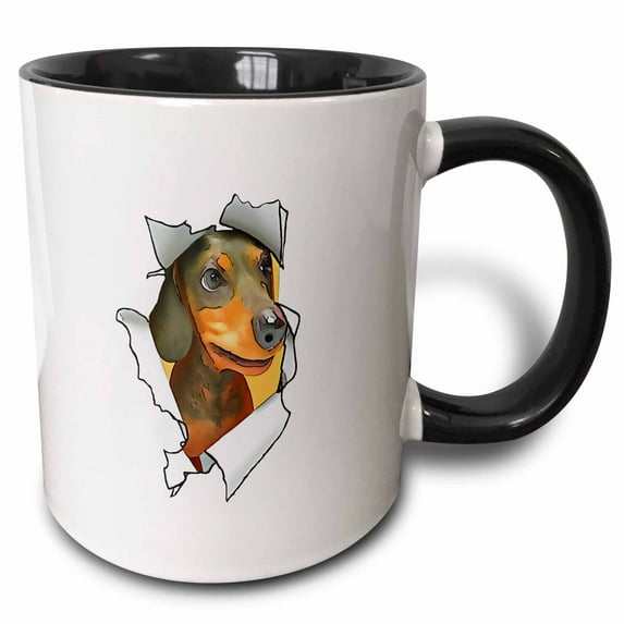 3drose, Cartoon Style Dachschund Poking Its Head Through Ripped Paper ...