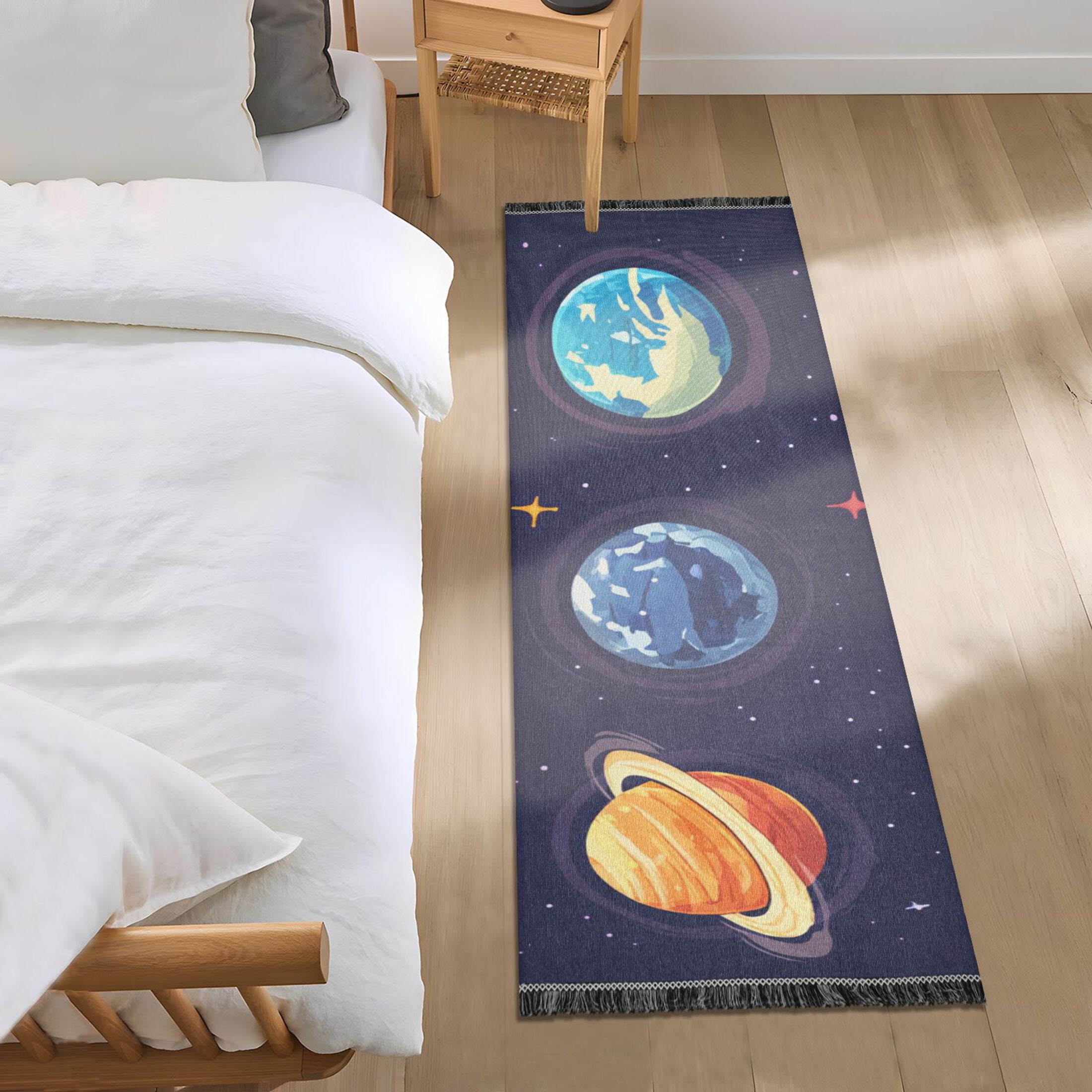 Cartoon Style Planets Bedroom Runner Rug 2'x 6' Non Slip Carpet Indoor ...