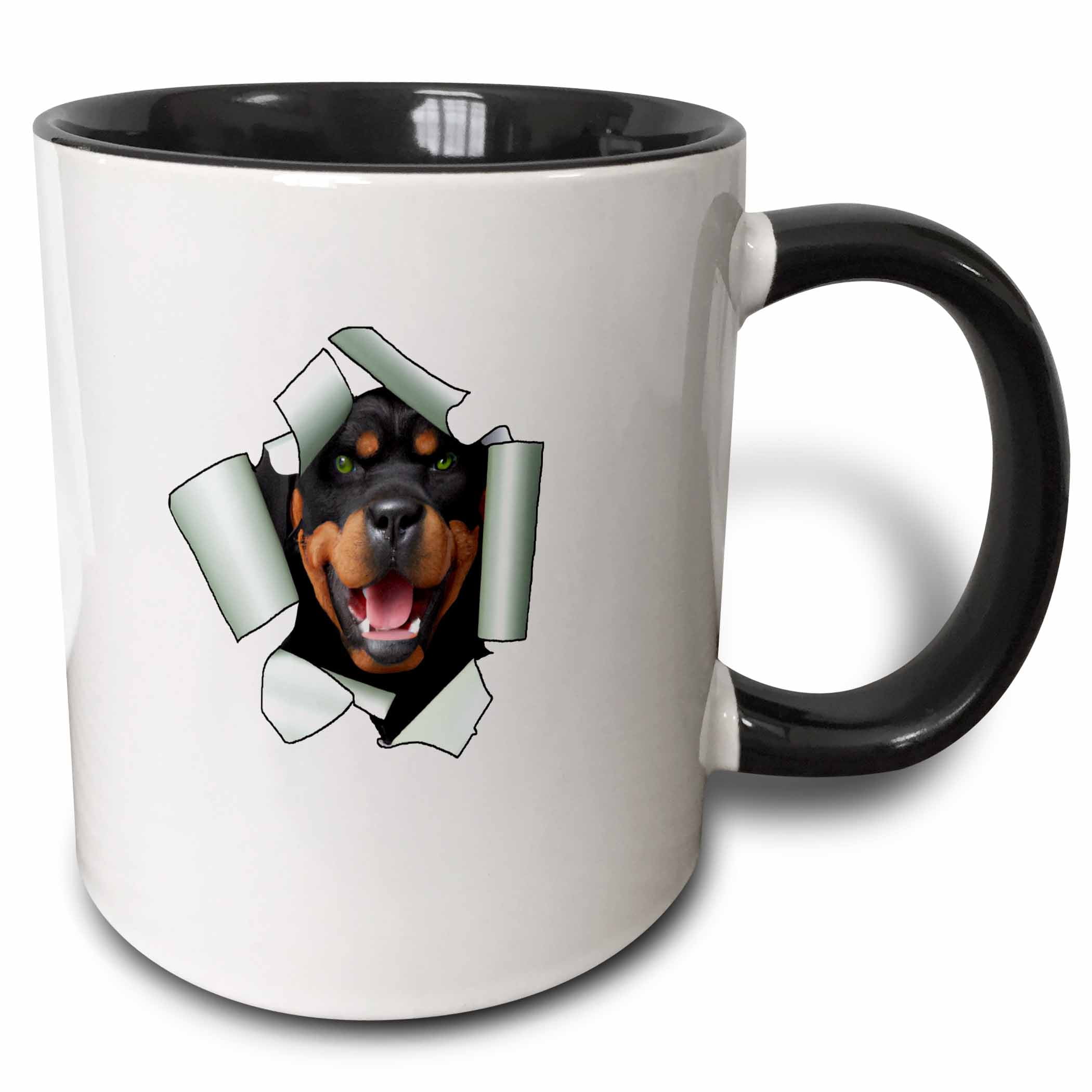3drose, Cartoon Style Rottweiler Dog Poking Its Head Through Ripped ...