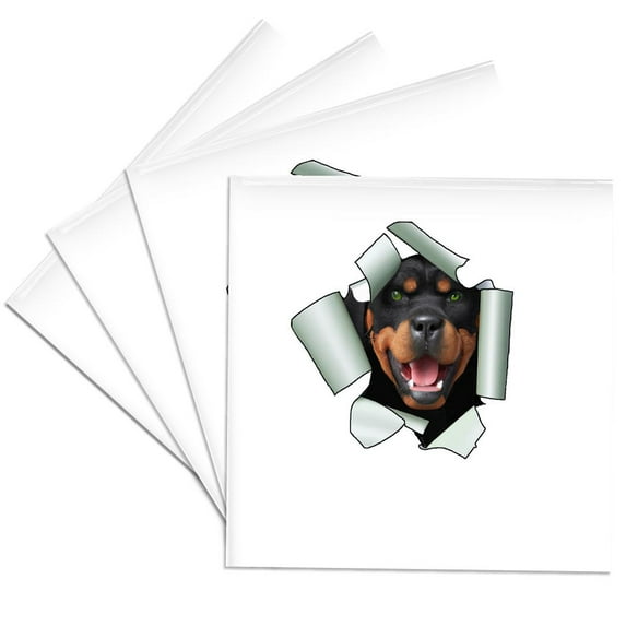 3drose, Cartoon Style Rottweiler Dog Poking Its Head Through Ripped ...